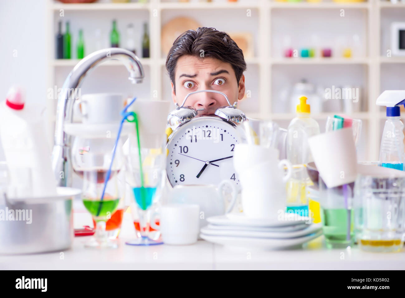 Man failing to meet the deadlines of housekeeping job Stock Photo - Alamy