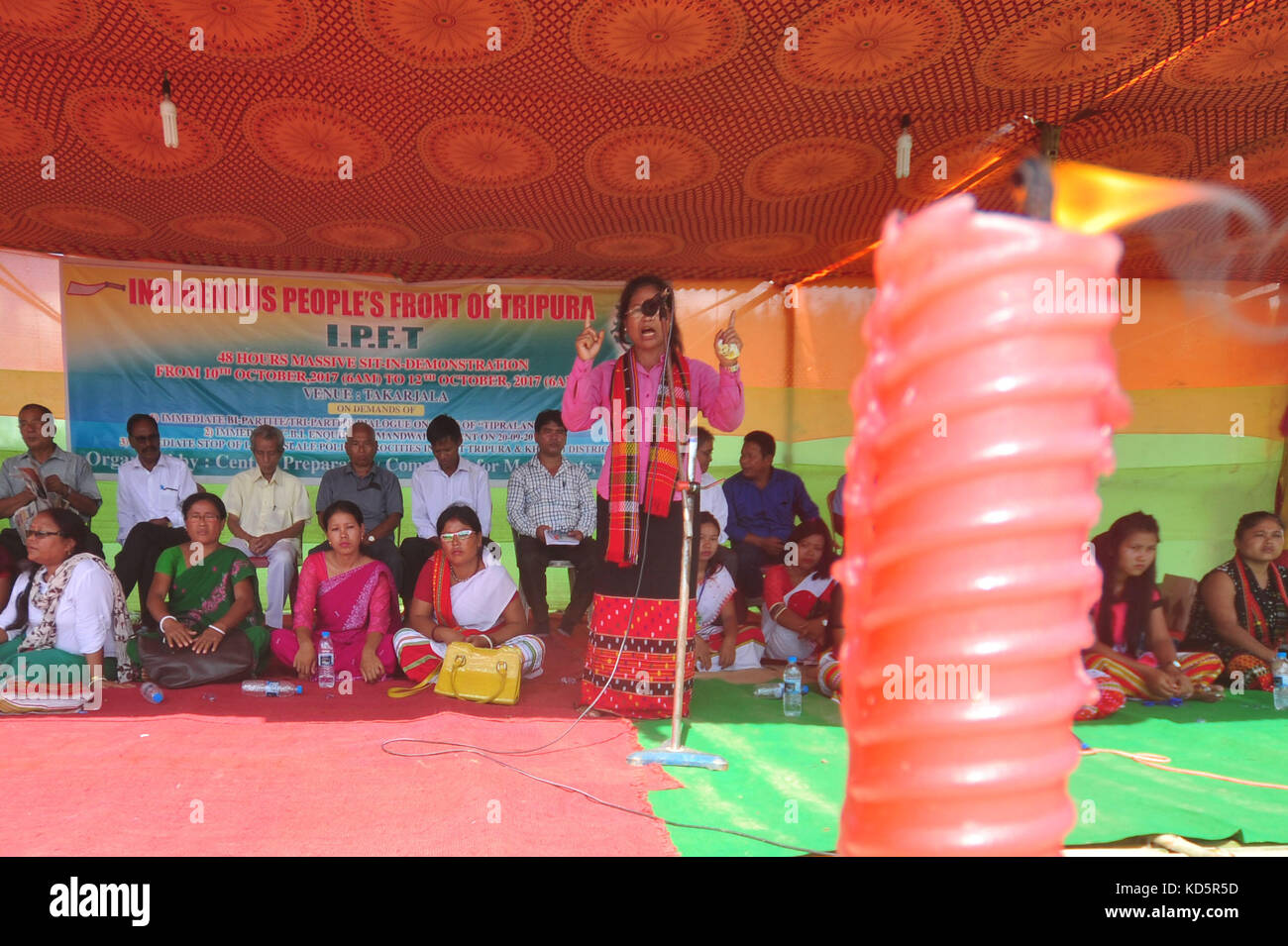 Agartala, India. 10th October 2017. Supporters of the Indigenous ...