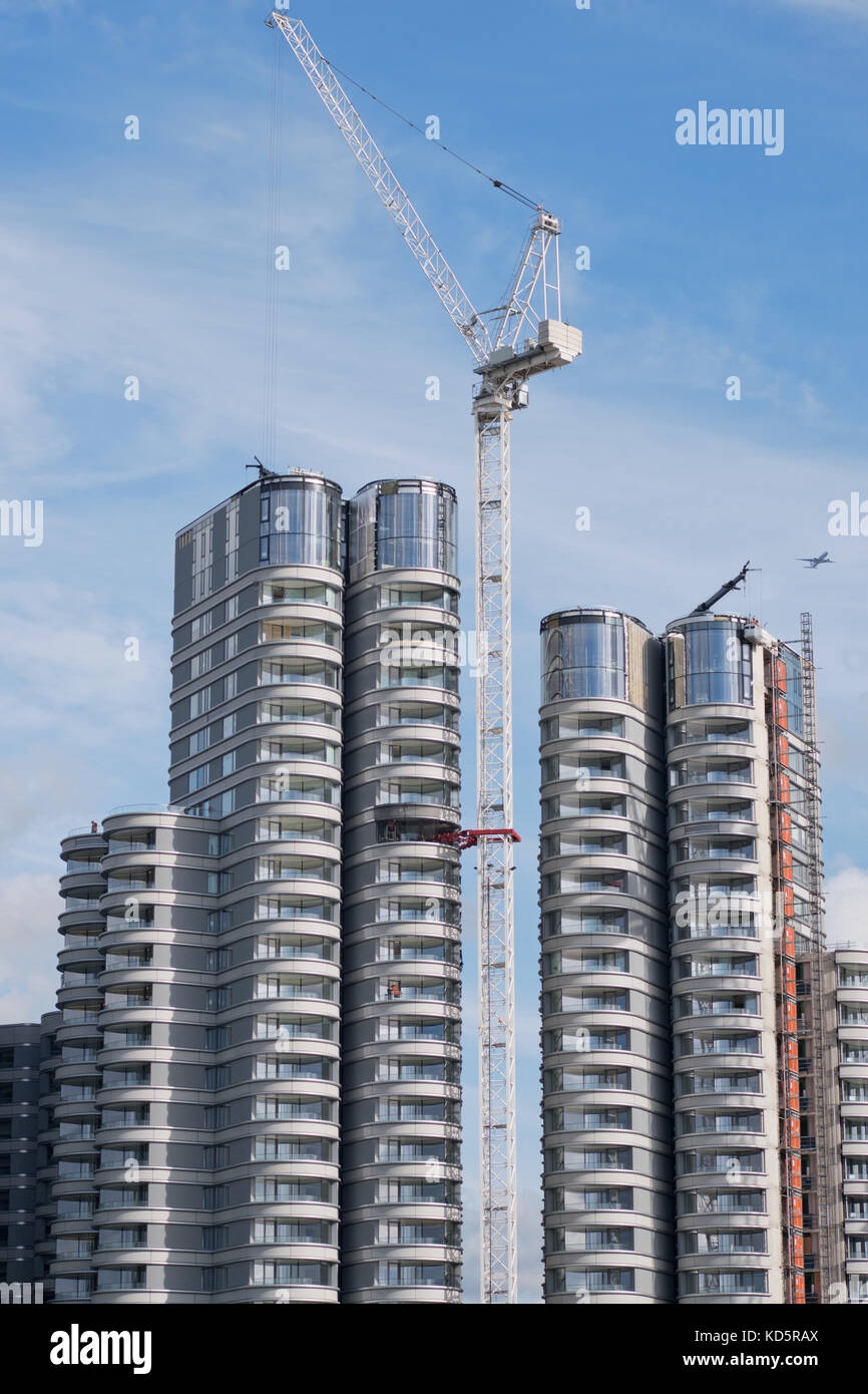 High rise apartment blocks under construction UK Stock Photo - Alamy