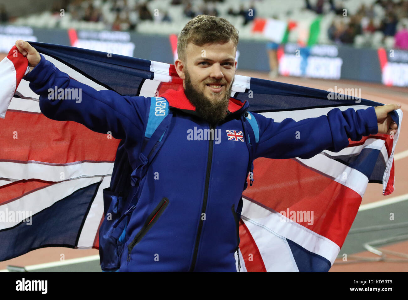 Kyron DUKE of Great Britain celebrates silver in the Men's Shot Put F41 ...
