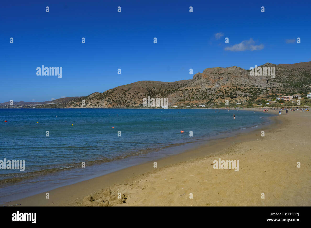 View of the sandy beach of Paleochora in the south west of the island ...