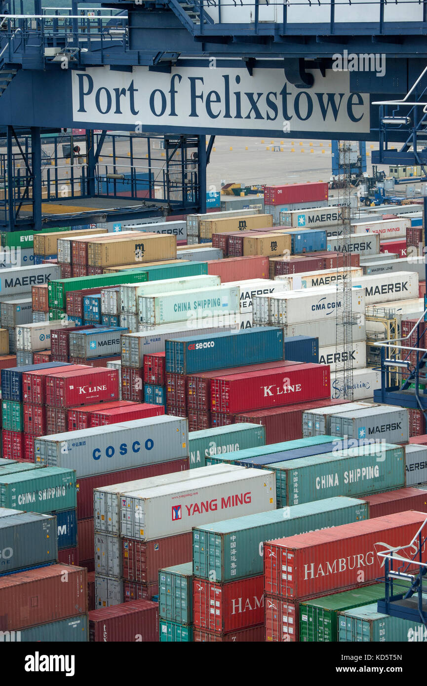 Shipping containers in container port and on-board ship Stock Photo - Alamy