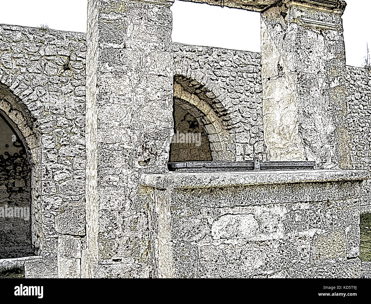 digital art of a view of a historic fountain with some wall on the ...