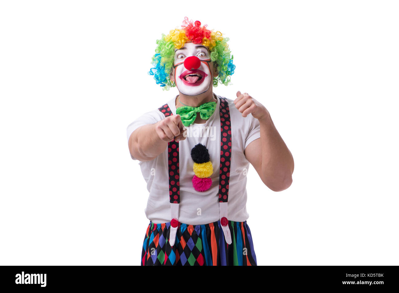 Funny clown acting silly isolated on white background Stock Photo - Alamy