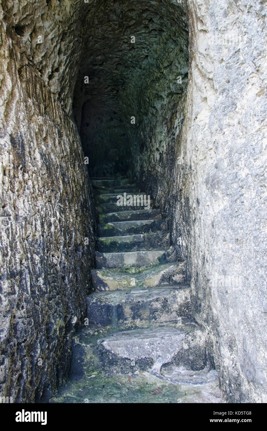 View of secret passage excavated in the rock Stock Photo - Alamy