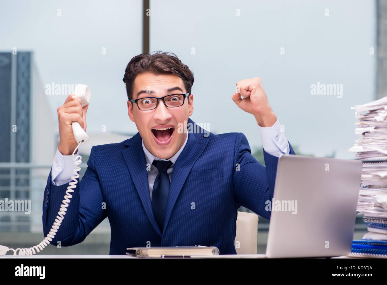 Angry call center employee yelling at customer Stock Photo - Alamy
