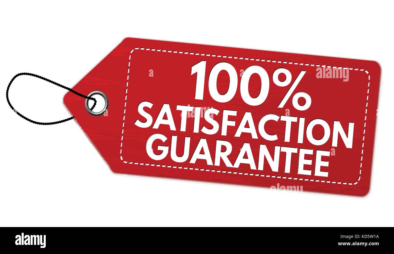 100% satisfaction guarantee label or price tag on white background ...