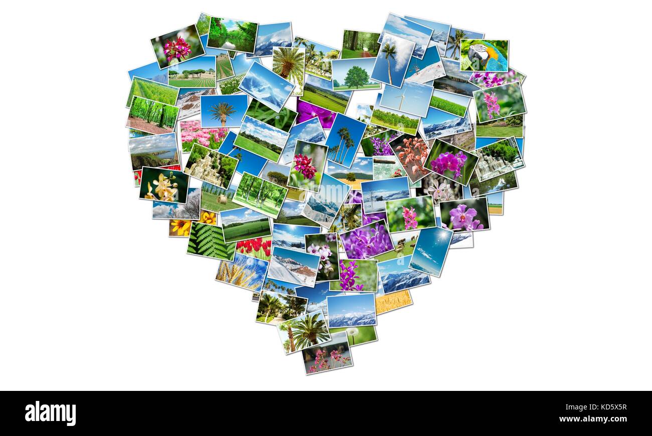 Heart shape made of nature photos Stock Photo - Alamy