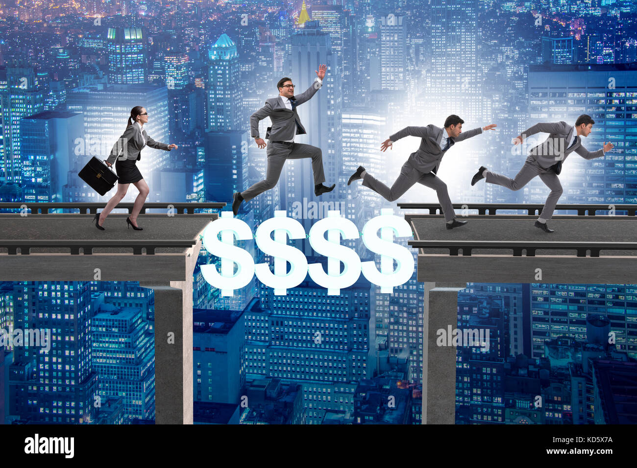 Financial concept crossing dollar bridge Stock Photo - Alamy