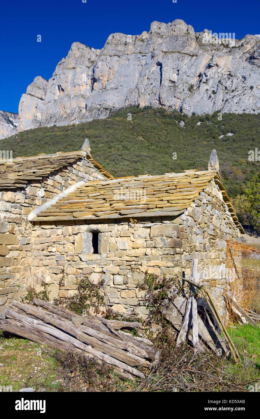 View of a stone rural house in Pyrenees Stock Photo - Alamy