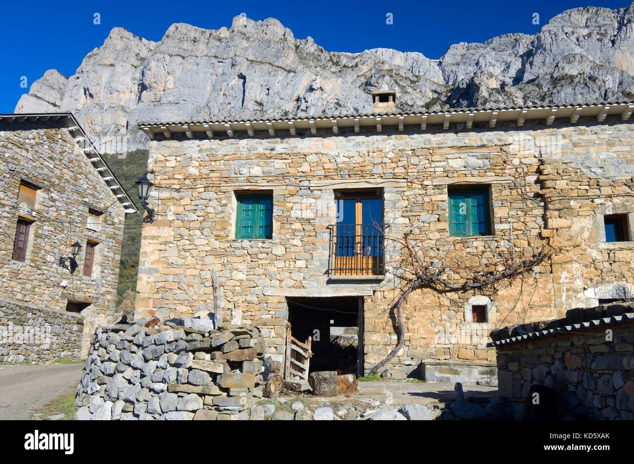 View of a stone rural house in Pyrenees Stock Photo - Alamy