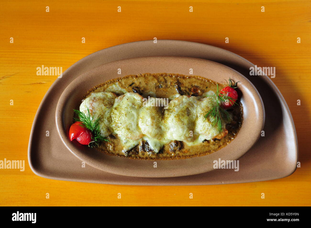 Pierogi dumplings Baked with cheese - traditional Polish food Stock ...