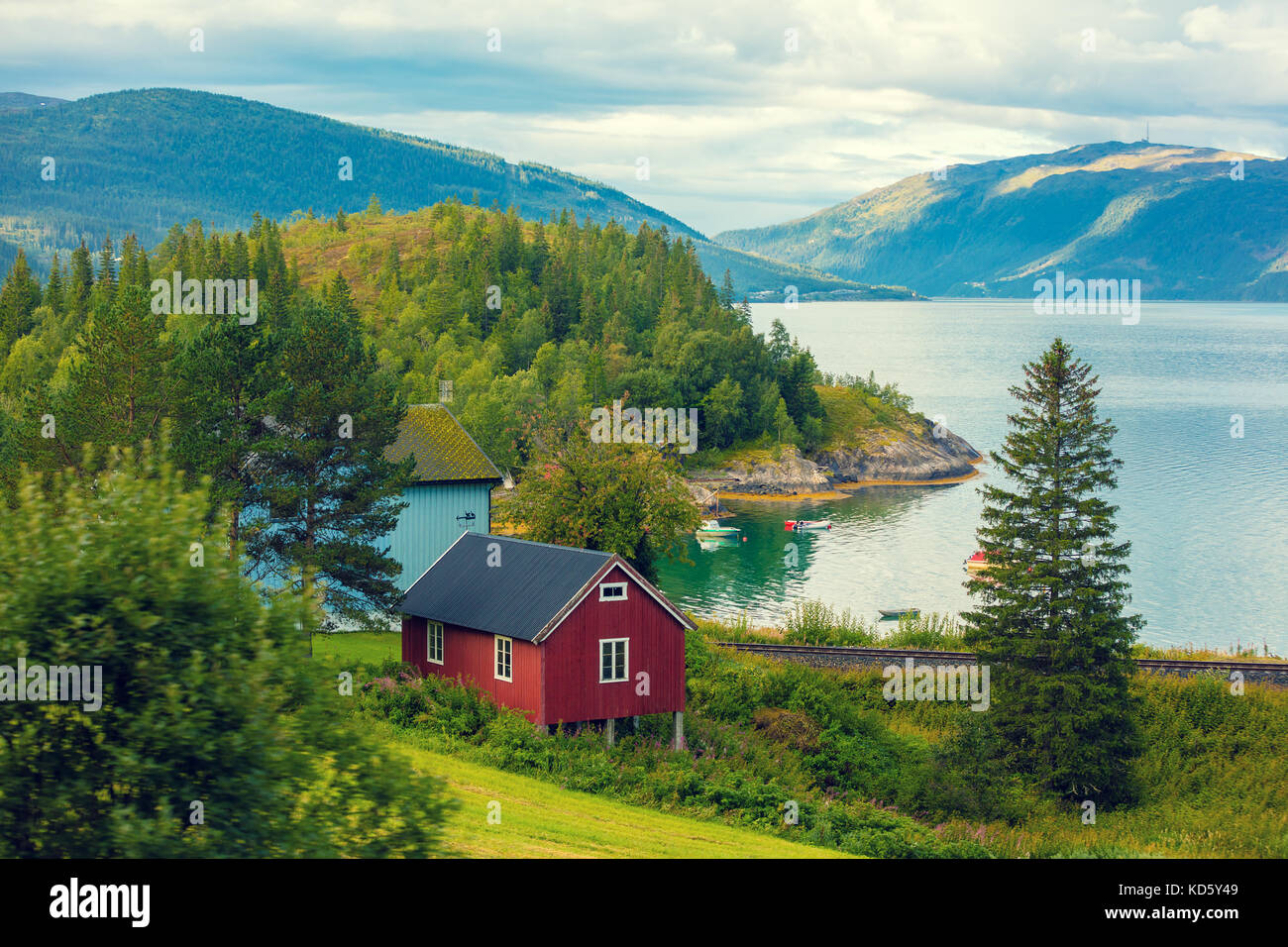 View at fjord with the beautiful mountain. The beautiful nature of ...