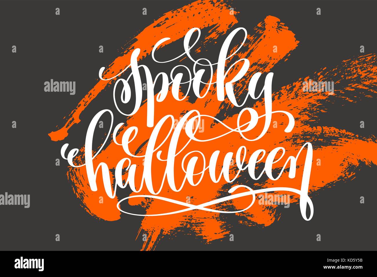 spooky halloween hand lettering holiday inscription on orange br Stock ...