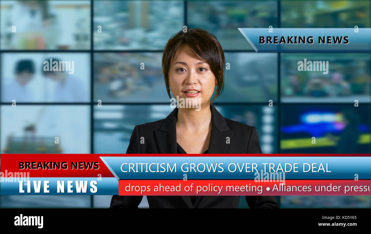 Tv report presenting news in studio hi-res stock photography and images ...