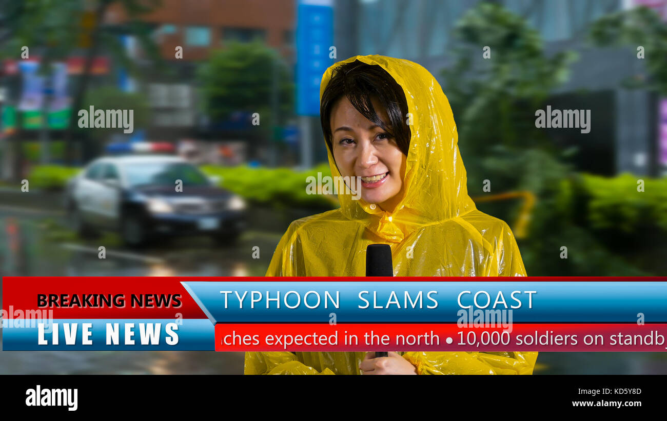 Weather report reporter storm hi-res stock photography and images - Alamy