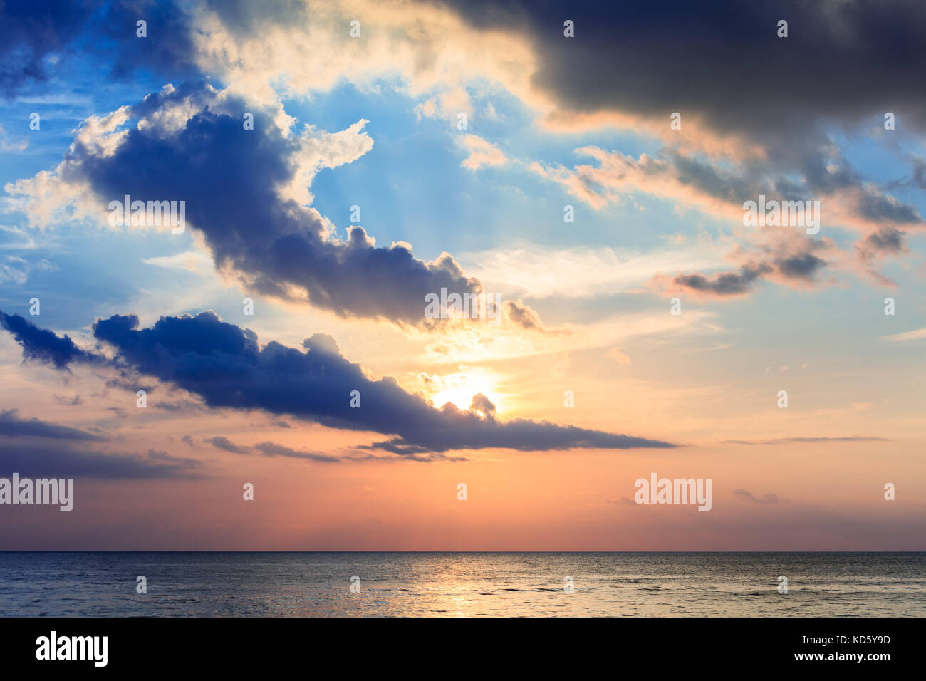 beautiful red sunset over the ocean Stock Photo - Alamy