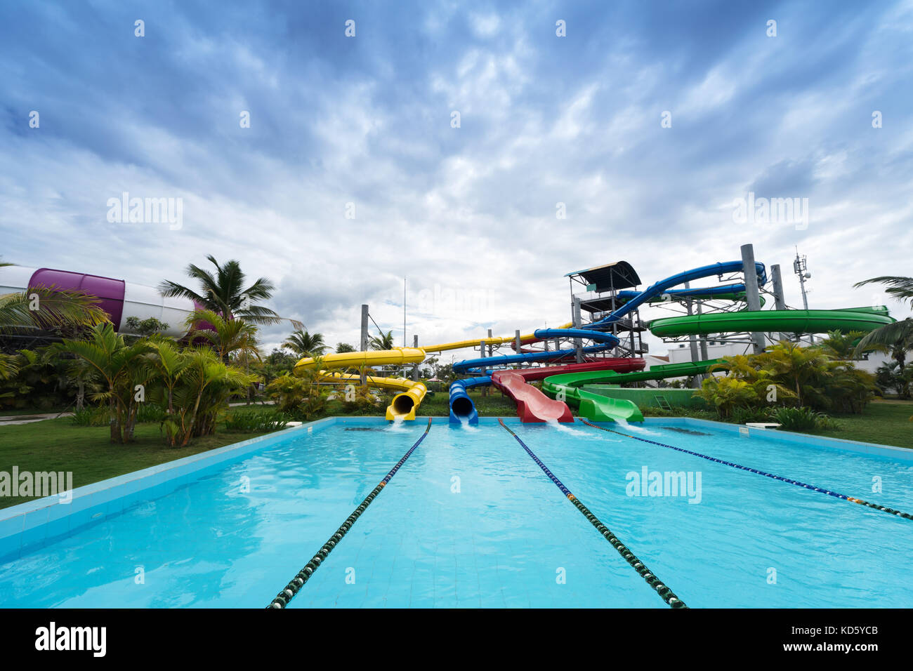 Blue waterslide in waterpark hi-res stock photography and images - Alamy