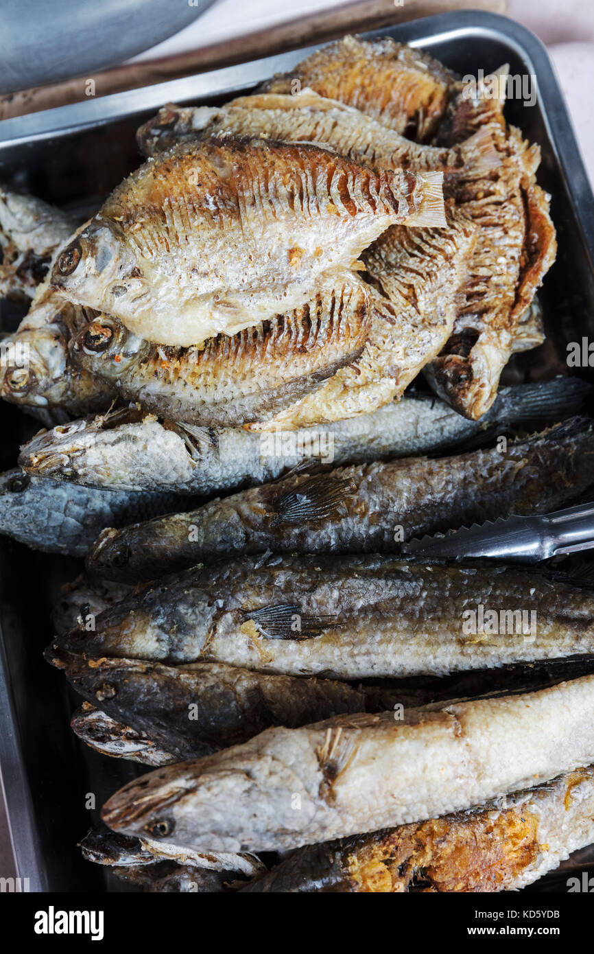 delicious fried fish on a tray Stock Photo - Alamy