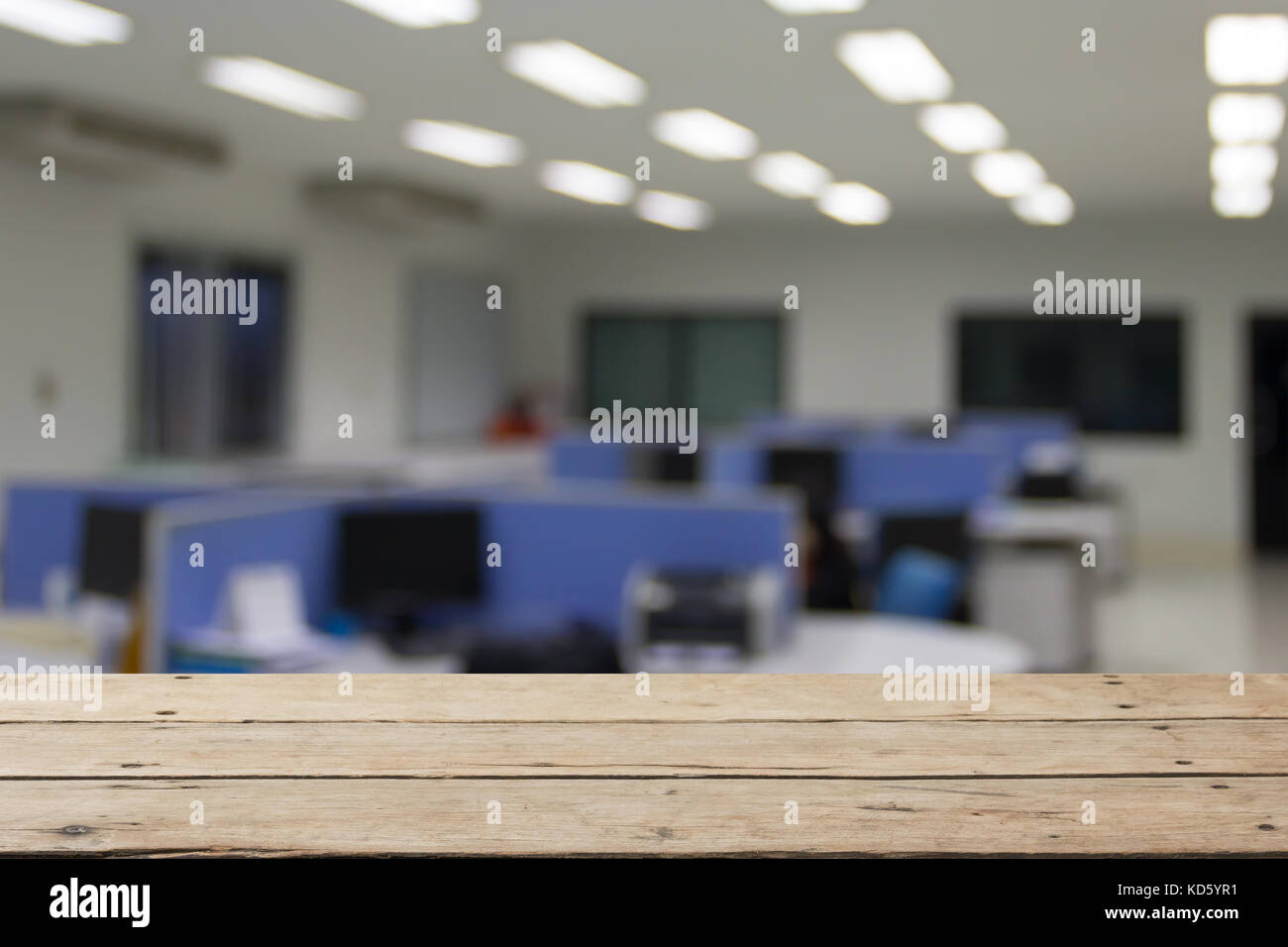 Old wooden bar on front blurred office room background. texutred Stock ...