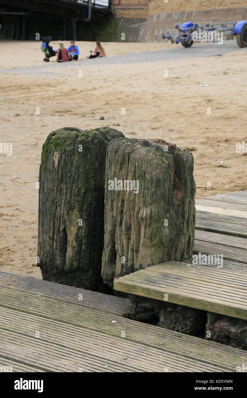 wooden plank path on beach, Cleethorpes, Lincolnshire, England Stock ...