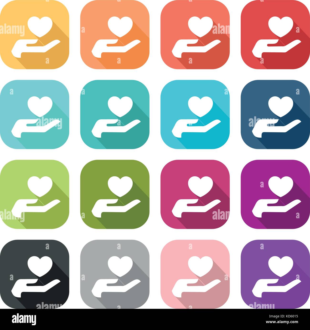 Colorful icon of a heart in one hand: generosity, help Stock Vector ...