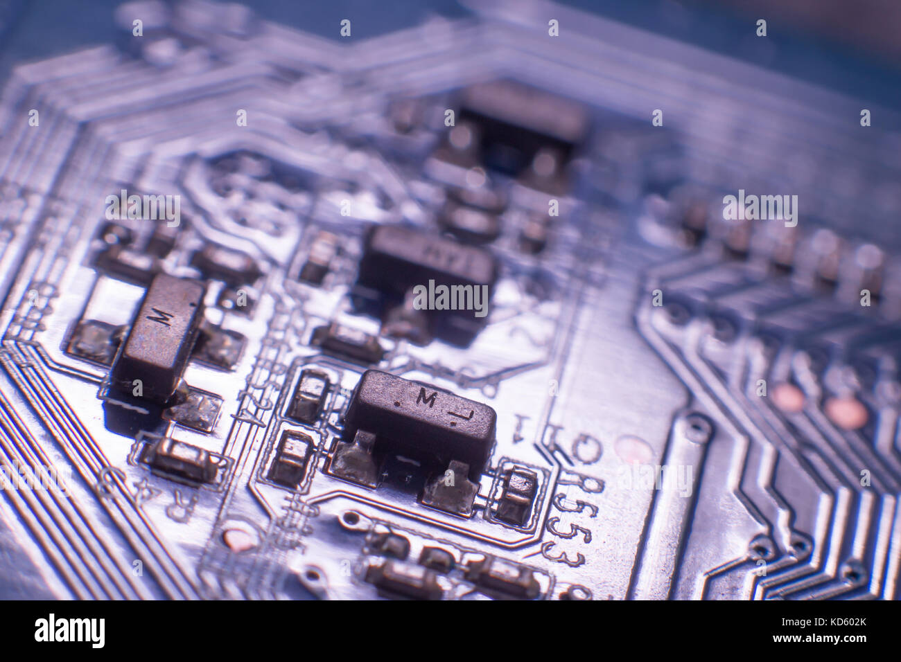 Macro of an printed circuit board closeup Stock Photo - Alamy