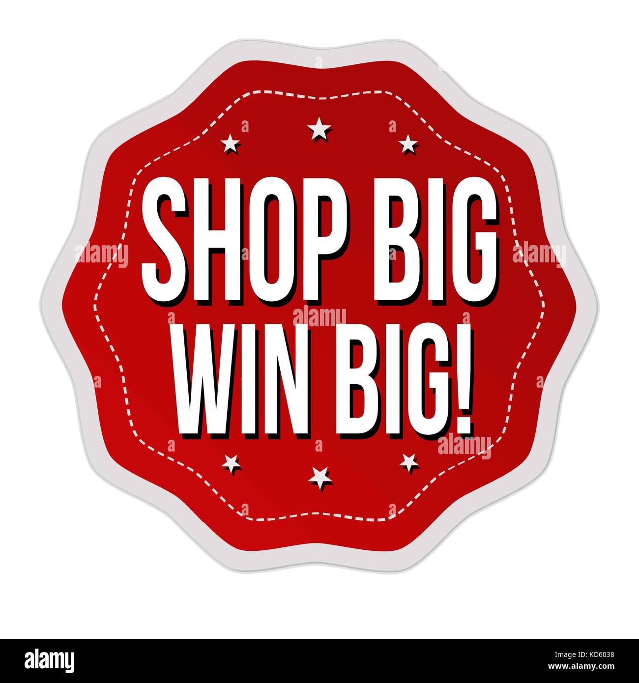 Shop big win big sticker or label on white background, vector ...