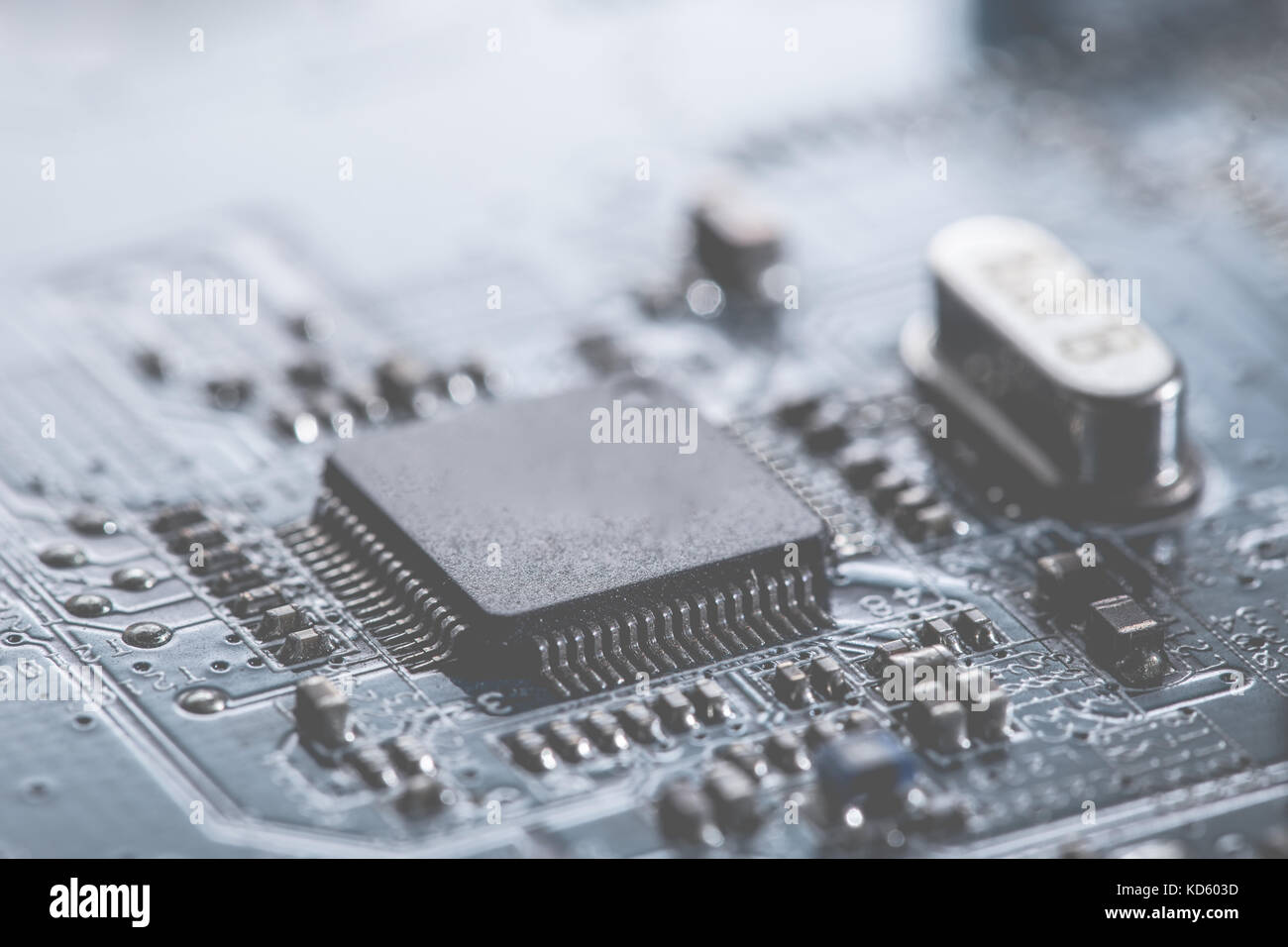Macro of an printed circuit board closeup Stock Photo - Alamy