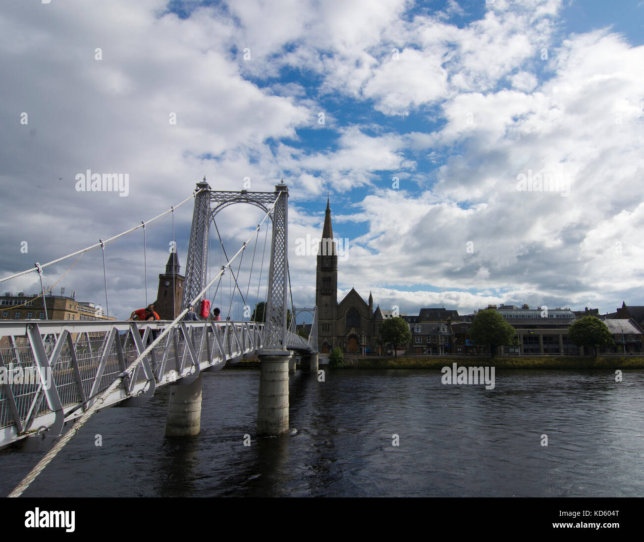 Greig Street suspension bridge, over the River Ness, Inverness Stock ...