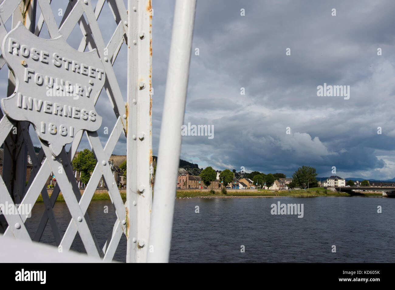 Greig Street suspension bridge, over the River Ness, Inverness Stock ...