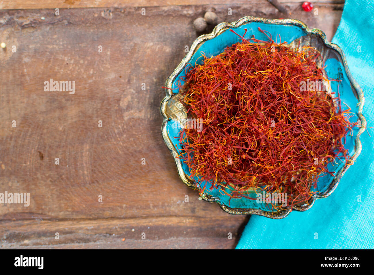 Real red dried saffron spice, tasty ingredient for many dishes, close ...