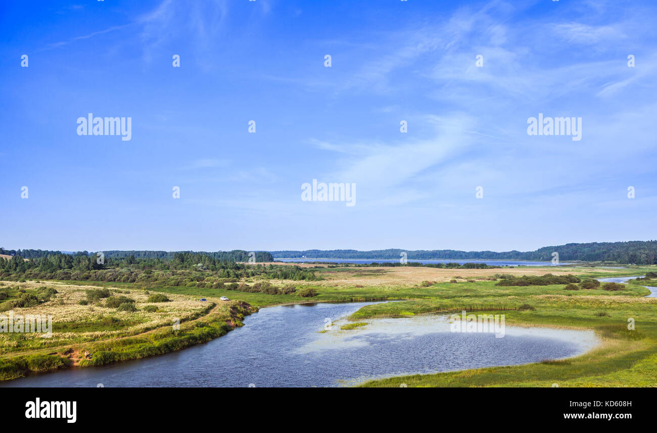 Empty rural Russian landscape. Sorot river in the summer day Stock ...