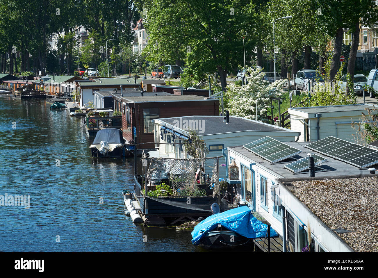 Living in floating houses on water (houseboats) in The Hague ...