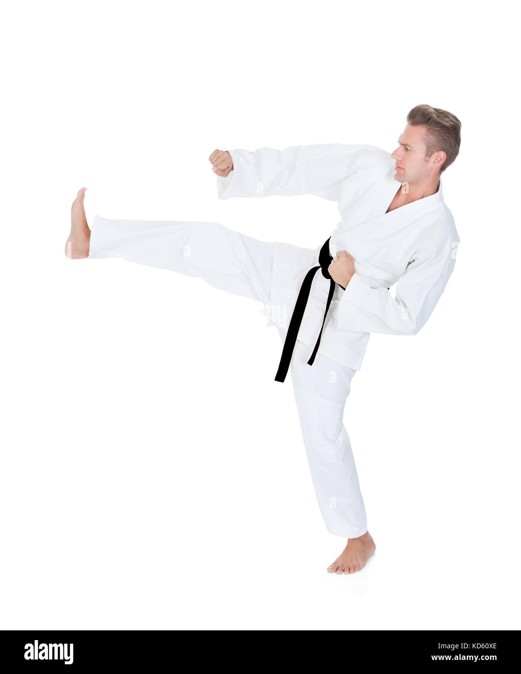 Young strong sportsman practicing kick hi-res stock photography and ...