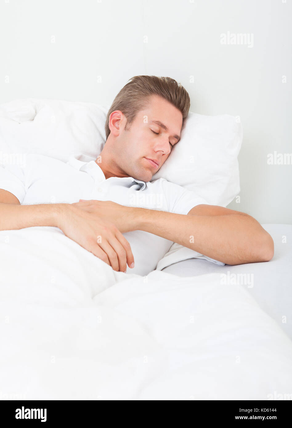 Man asleep portrait one bed hi-res stock photography and images - Alamy