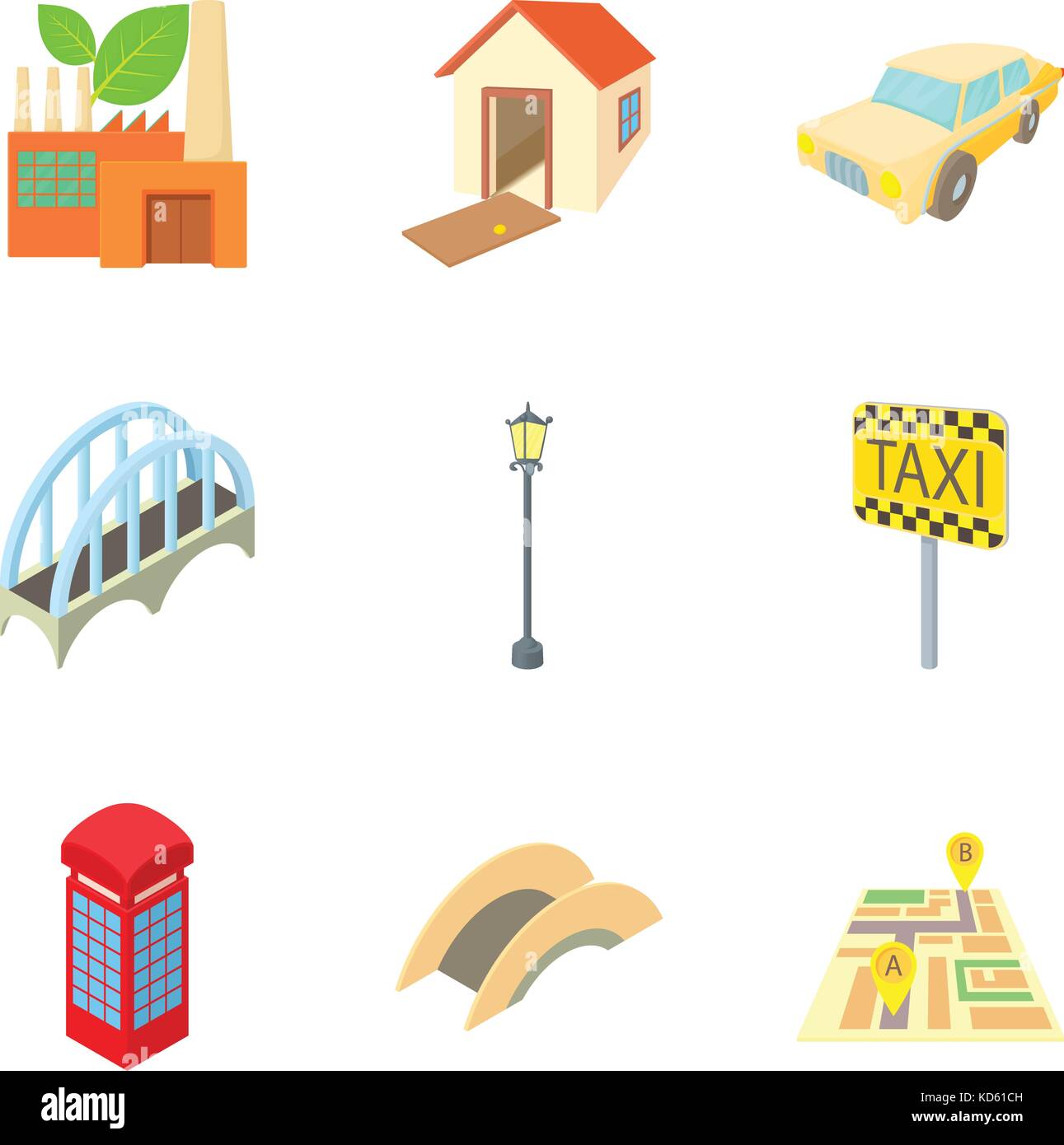 European town icons set, cartoon style Stock Vector Image & Art - Alamy