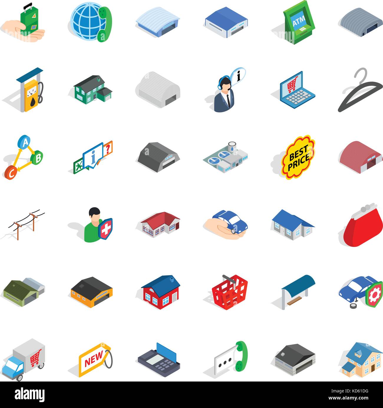 Gas station icons set, isometric style Stock Vector Image & Art - Alamy
