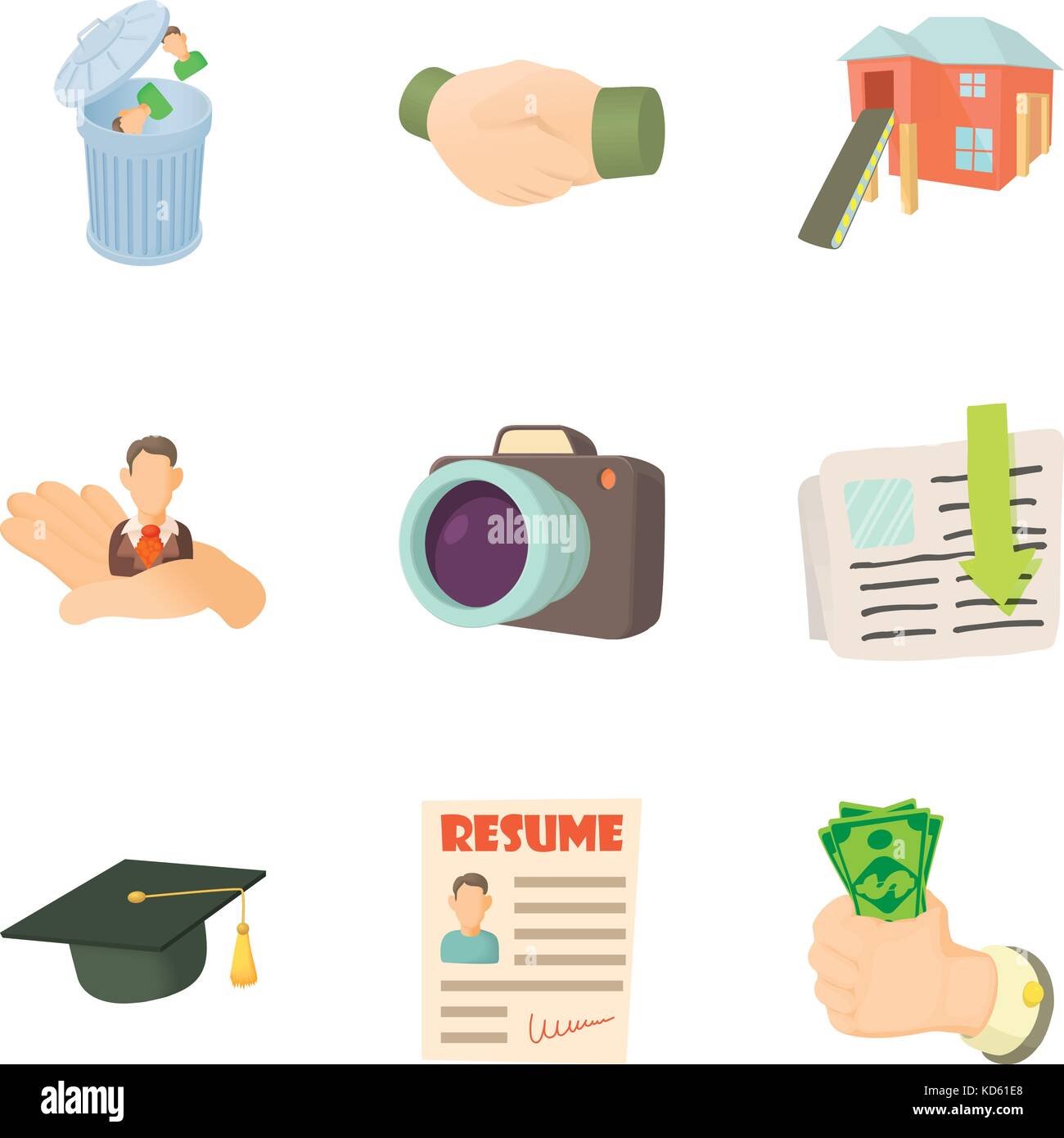 Work after university icons set, cartoon style Stock Vector Image & Art ...