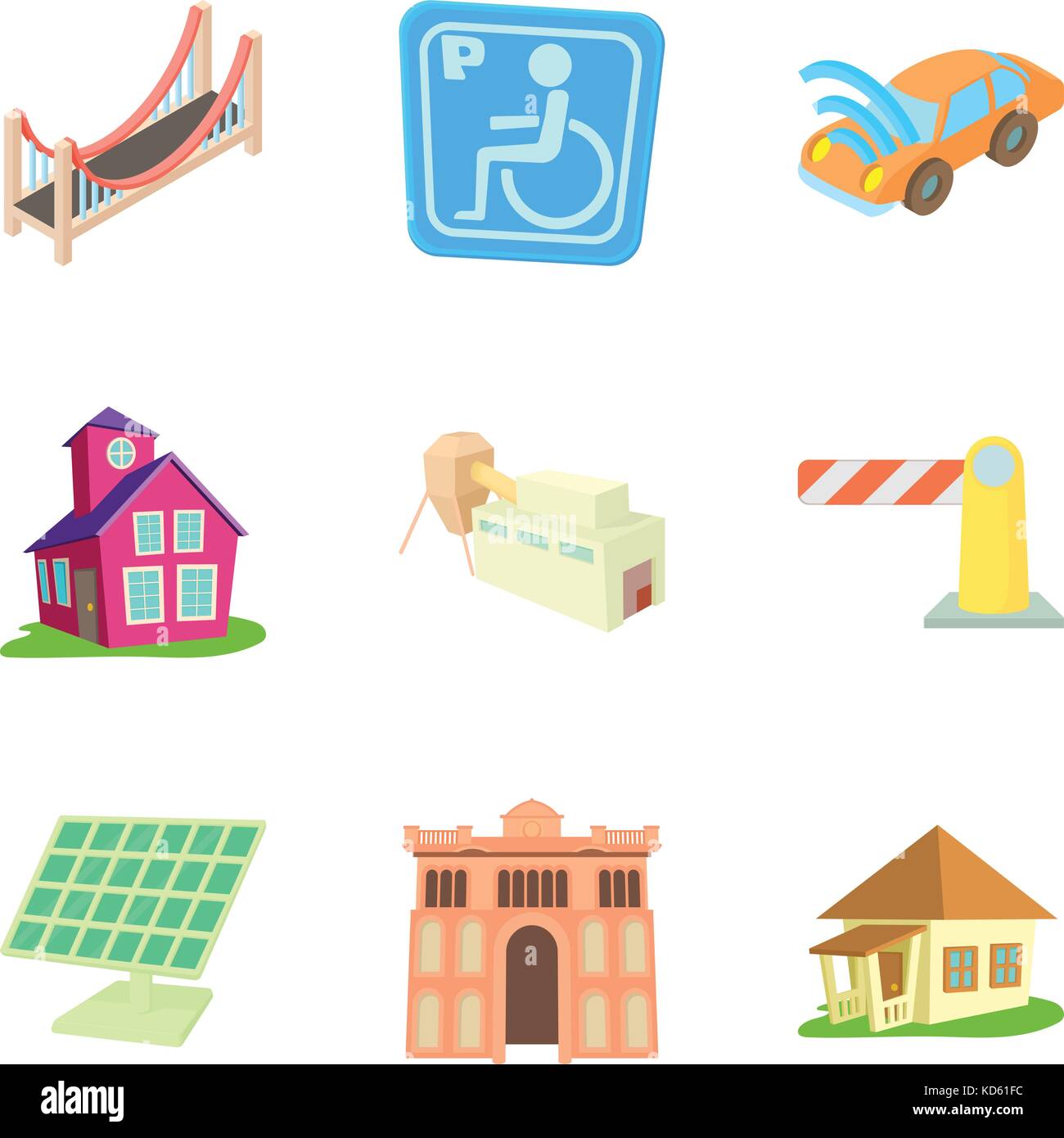 European city icons set, cartoon style Stock Vector Image & Art - Alamy