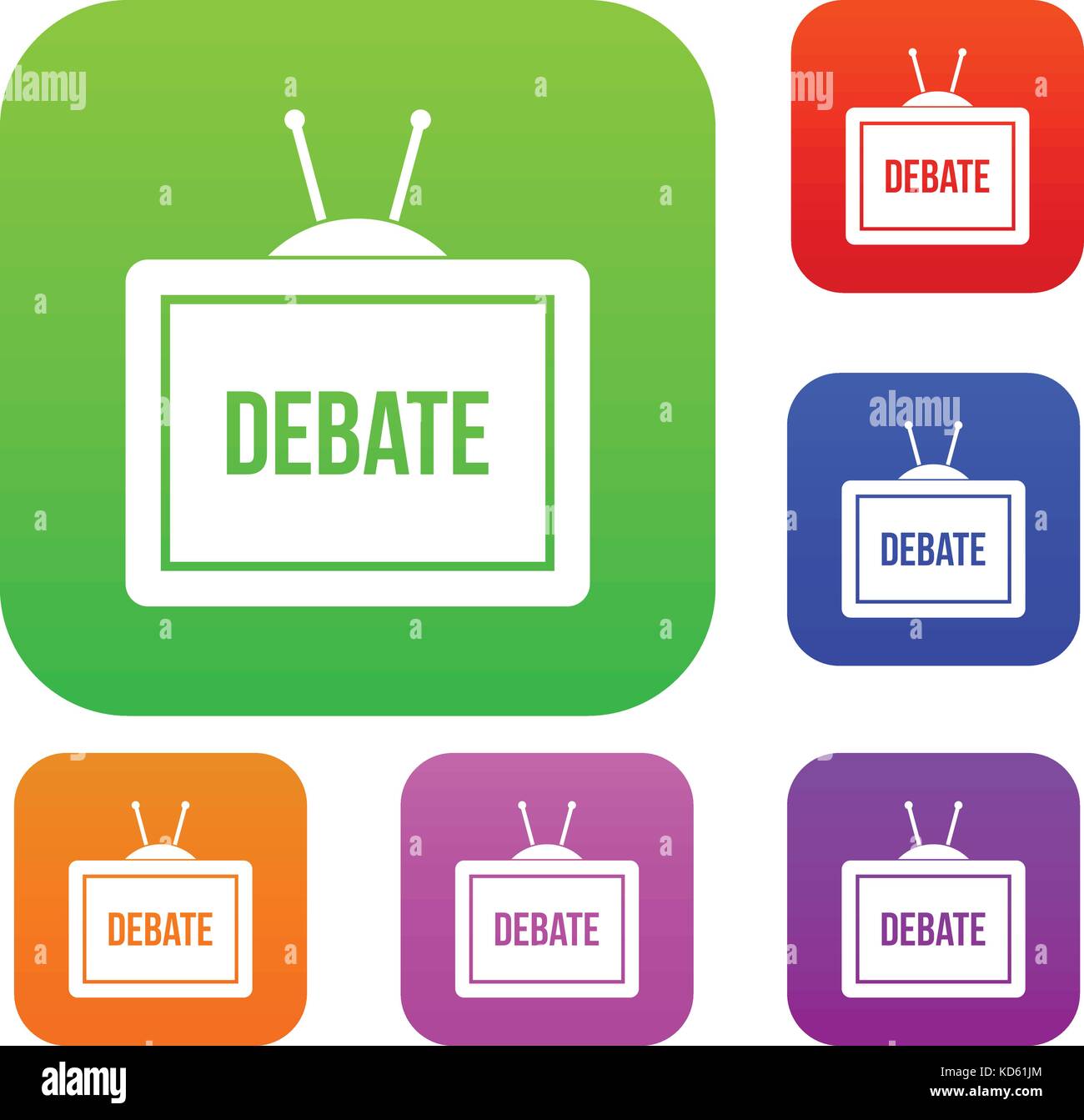 TV with the Debate inscription set color collection Stock Vector Image ...