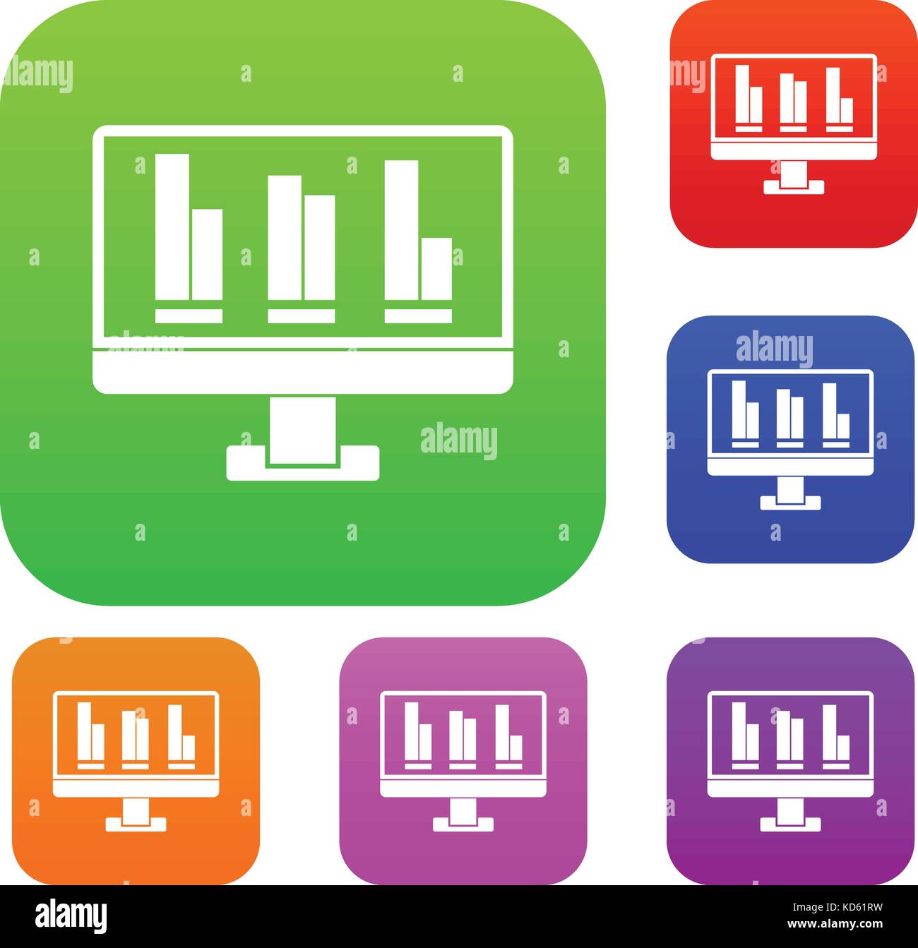 Business graph at computer screen set color collection Stock Vector ...