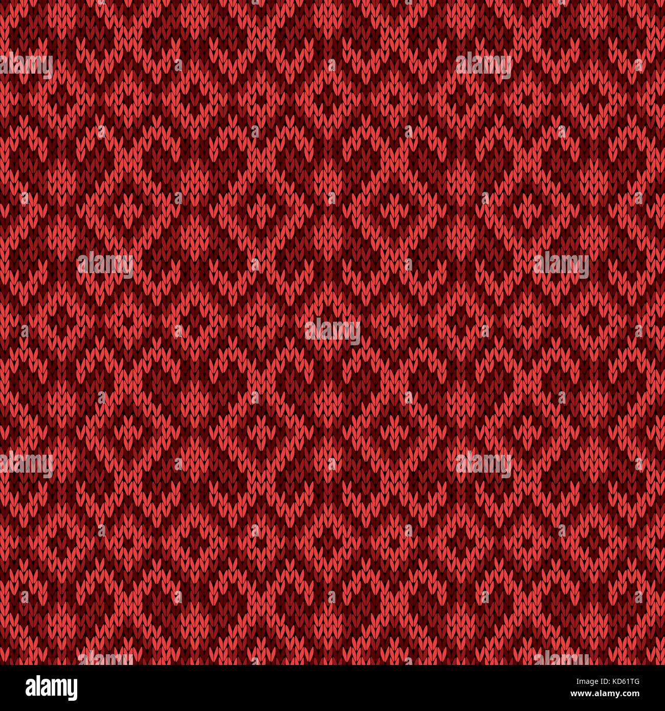 Knitted red ornamental seamless vector pattern as a fabric texture ...