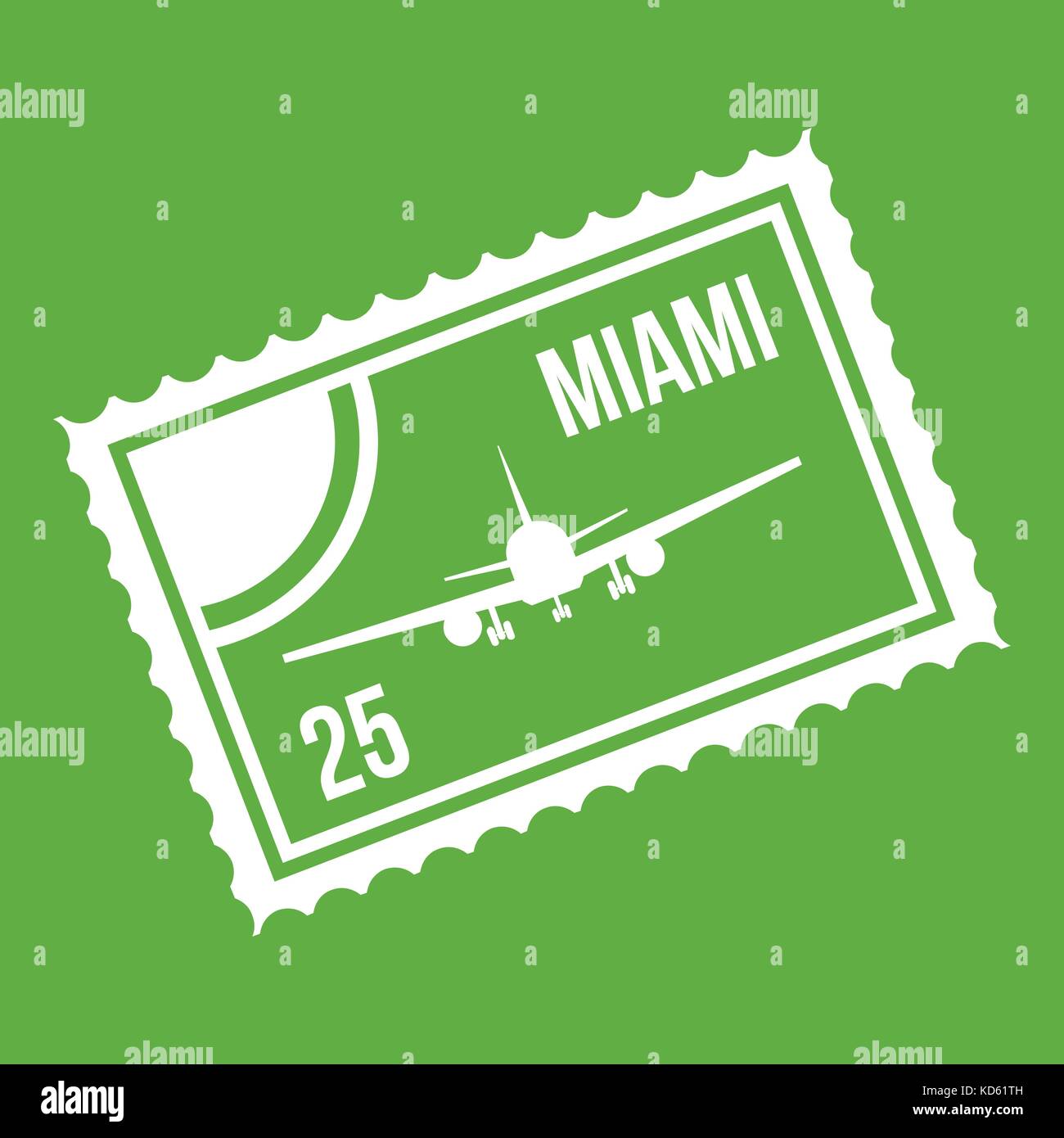 Stamp with plane and text Miami inside icon green Stock Vector Image ...