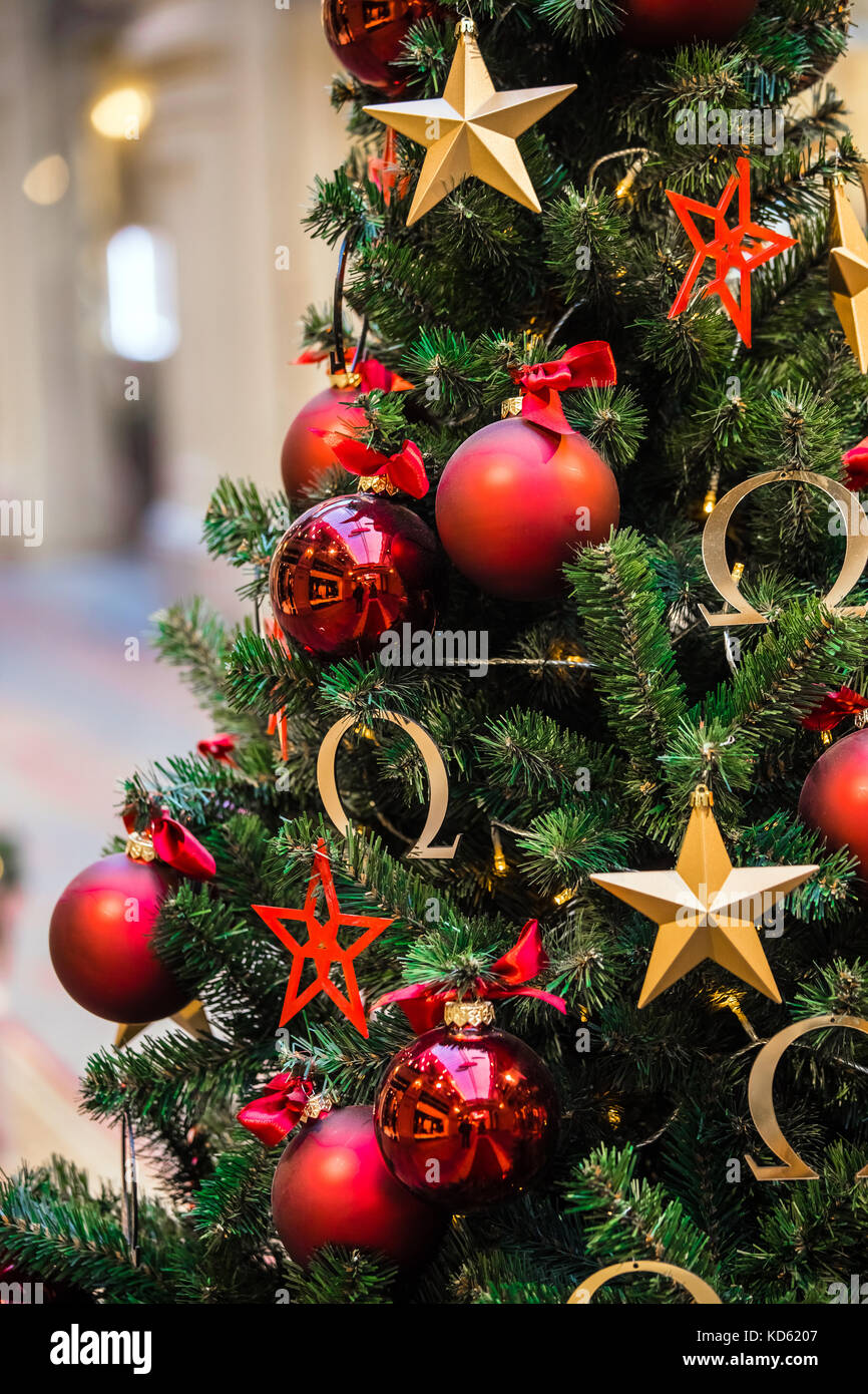 Green New Year tree decorated Stock Photo - Alamy