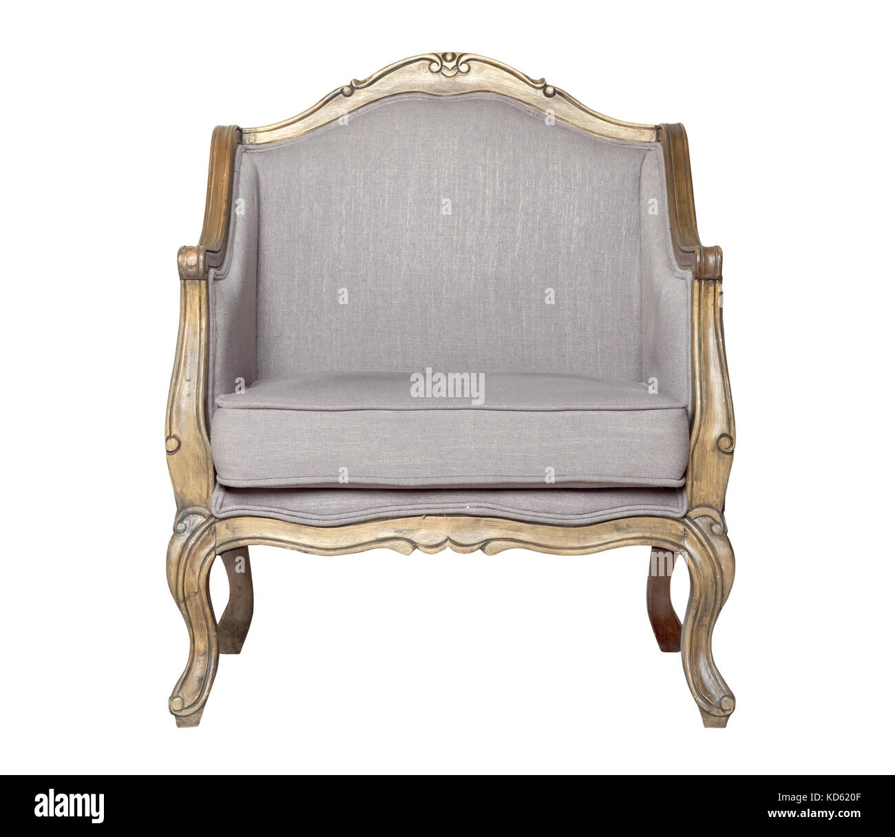 Grey textile classic chair isolated Stock Photo - Alamy