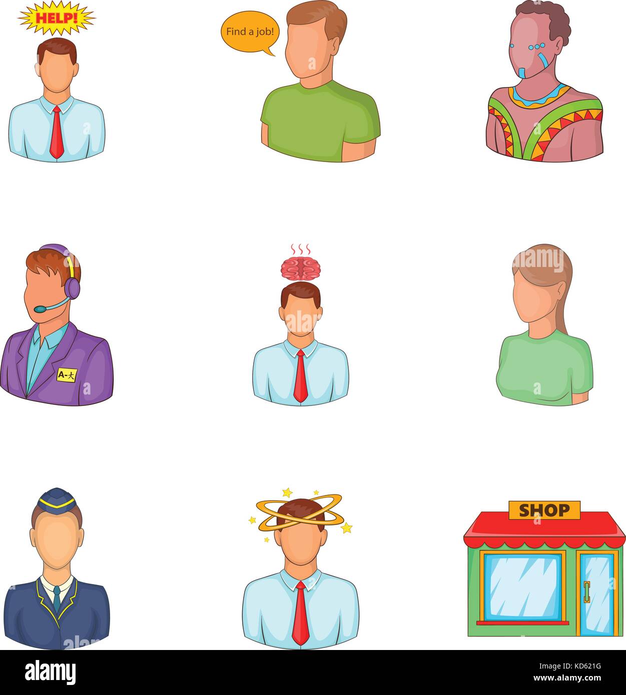 Responsible employee icons set, cartoon style Stock Vector Image & Art ...