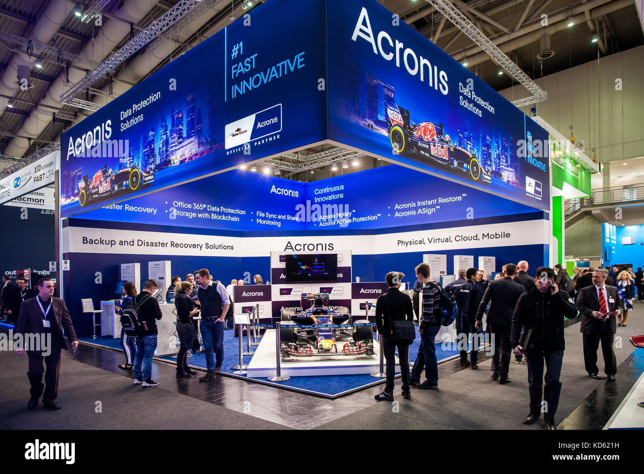 Acronis company stand on exhibition fair Cebit 2017 in Hannover Messe ...