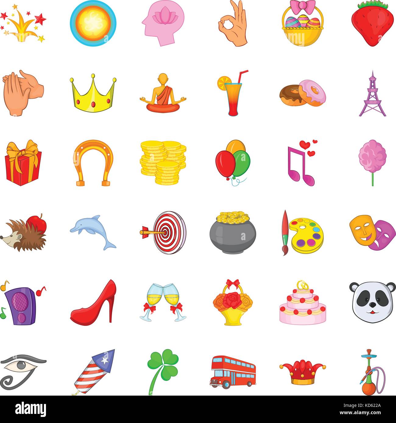 Happy day icons set, cartoon style Stock Vector Image & Art - Alamy