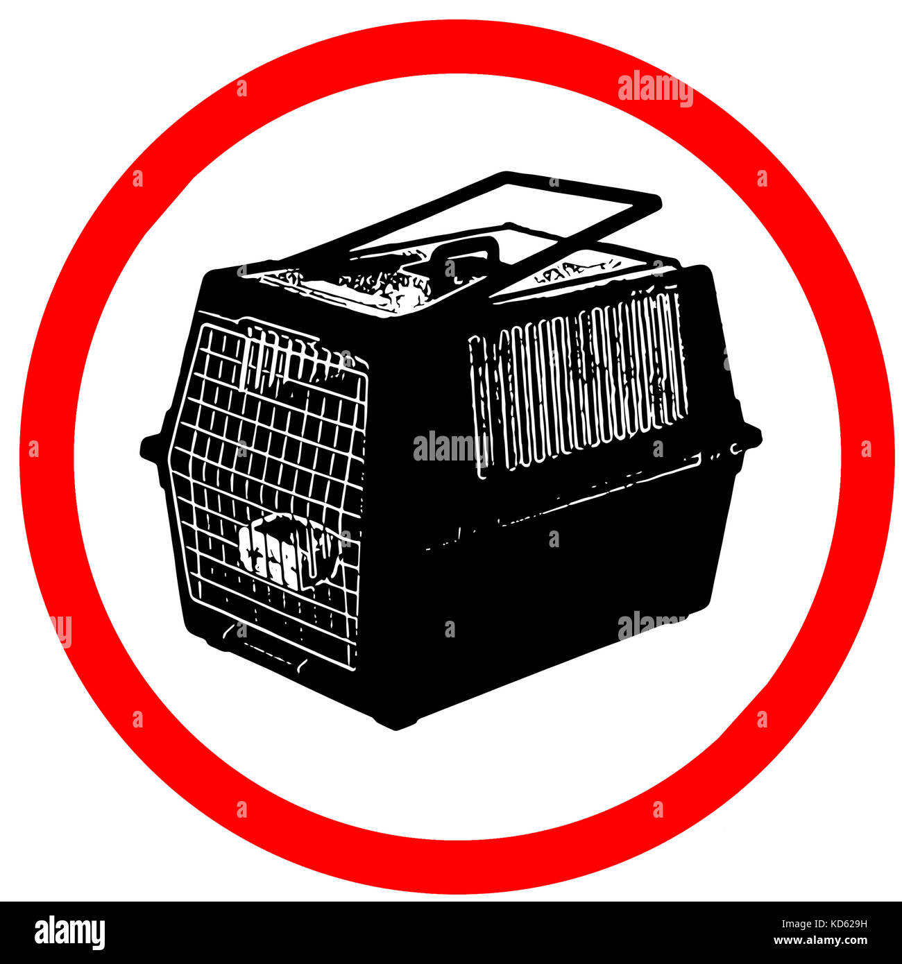 please keep your pets in their case cage. Red circle prohibition ...